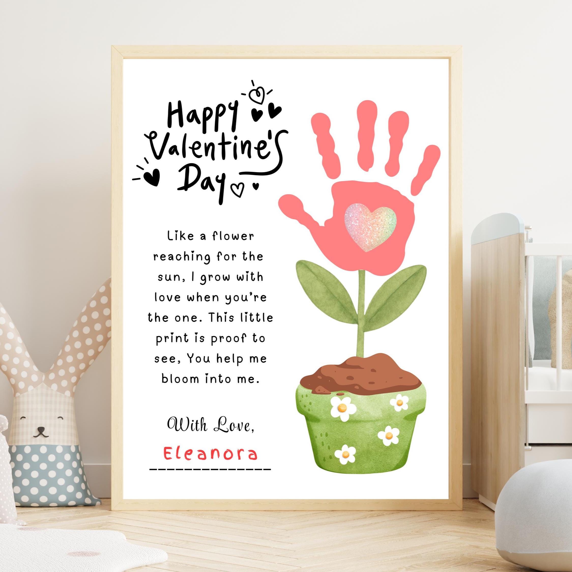 Valentine Handprint Craft for Kids, Flower Poem Keepsake, DIY Valentine ...