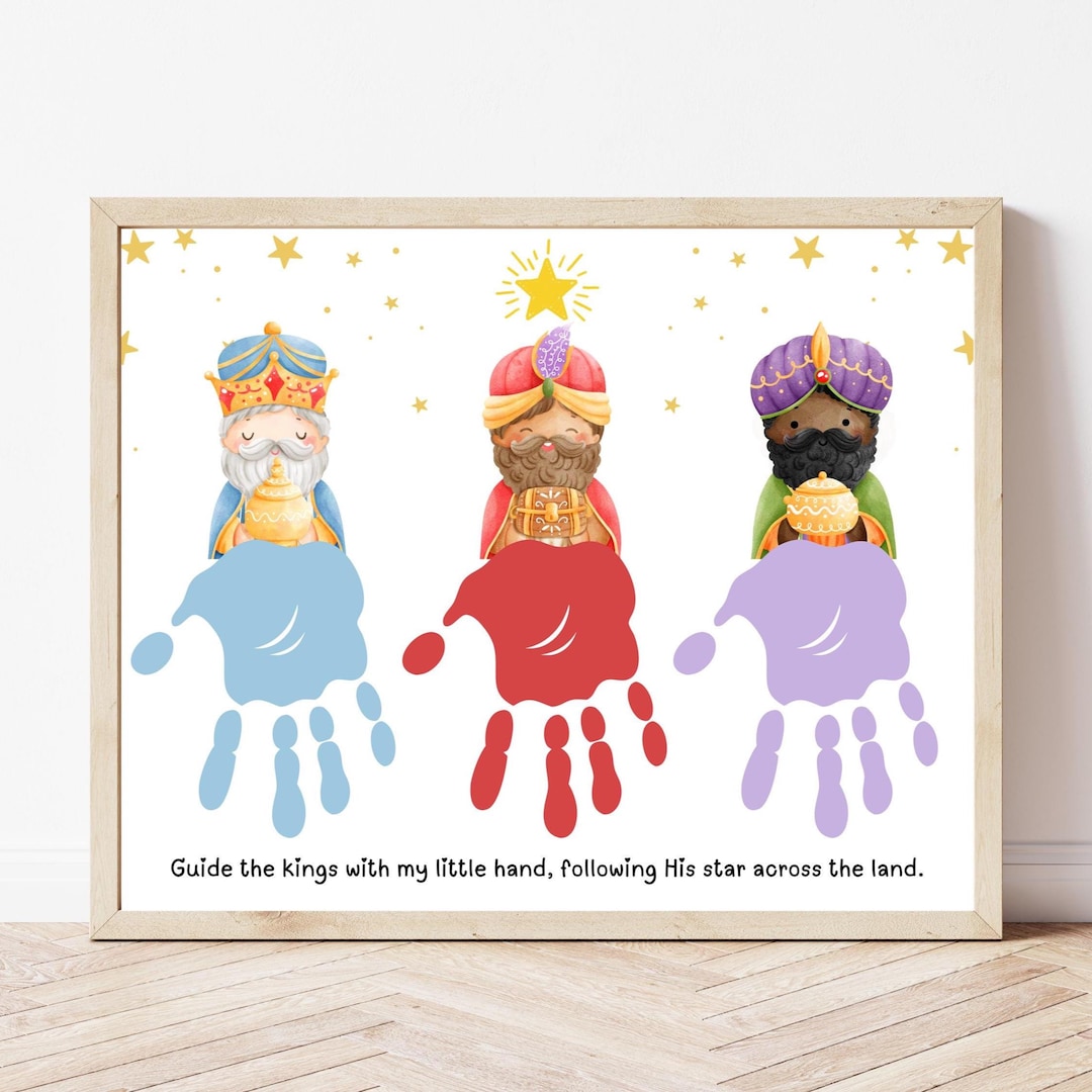 Christmas Wise Men Handprint Craft Printable, Three Kings Nativity Art ...