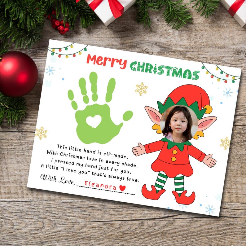 Christmas Elf Handprint Craft With Poem – Printable Holiday Activity ...