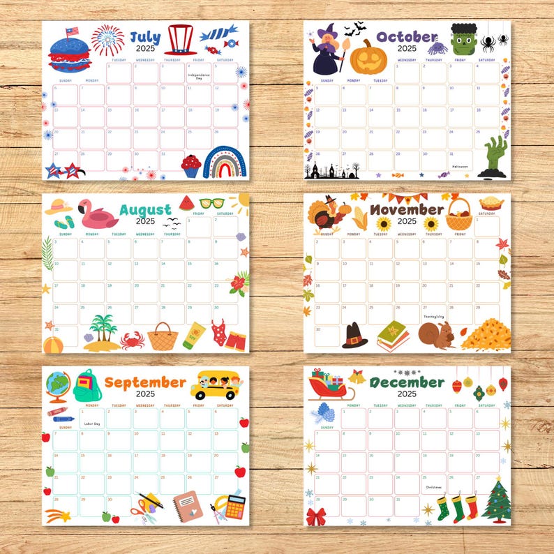 2025 Kids Calendar Printable: Monthly Planner, Editable in Canva (PDF ...