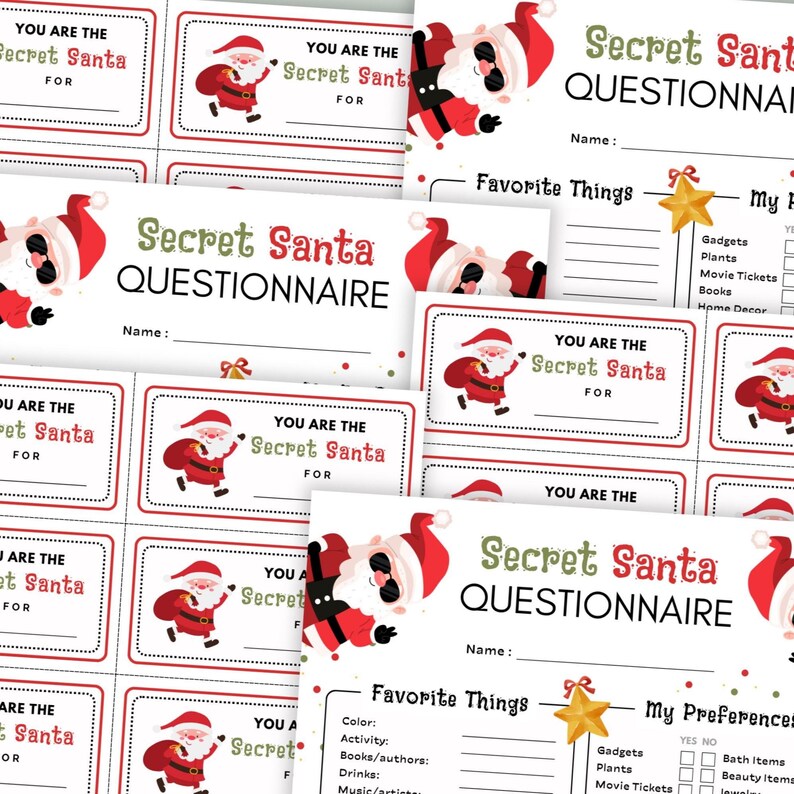 Secret Santa Survey | Secret Santa Questionnaire | Secret Gift Exchange ...