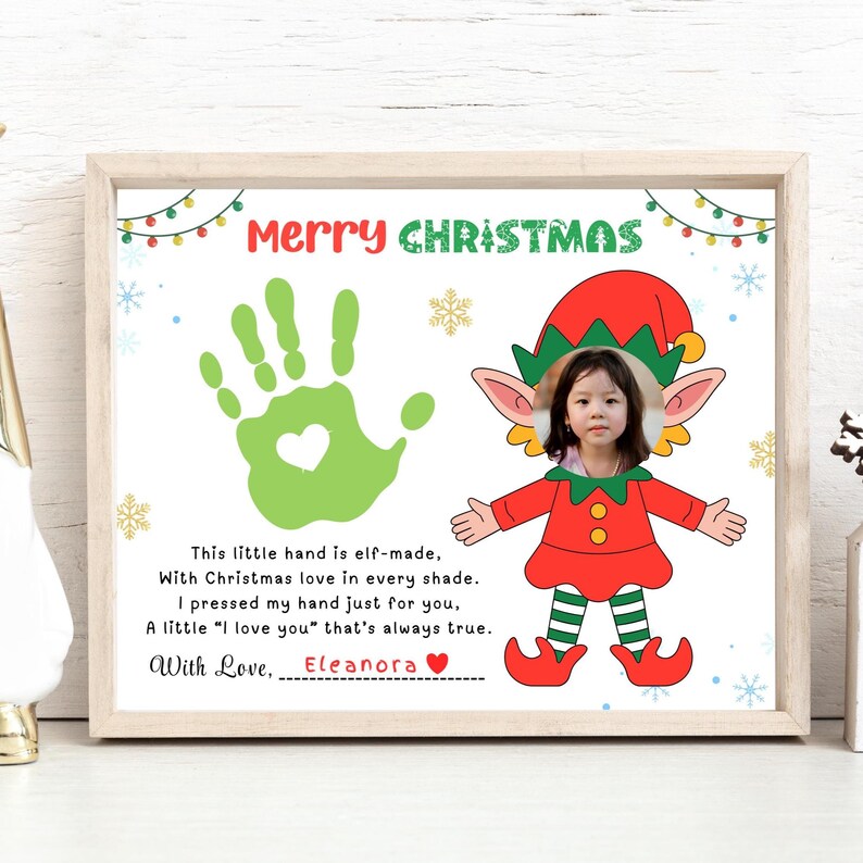 Christmas Elf Handprint Craft With Poem – Printable Holiday Activity ...