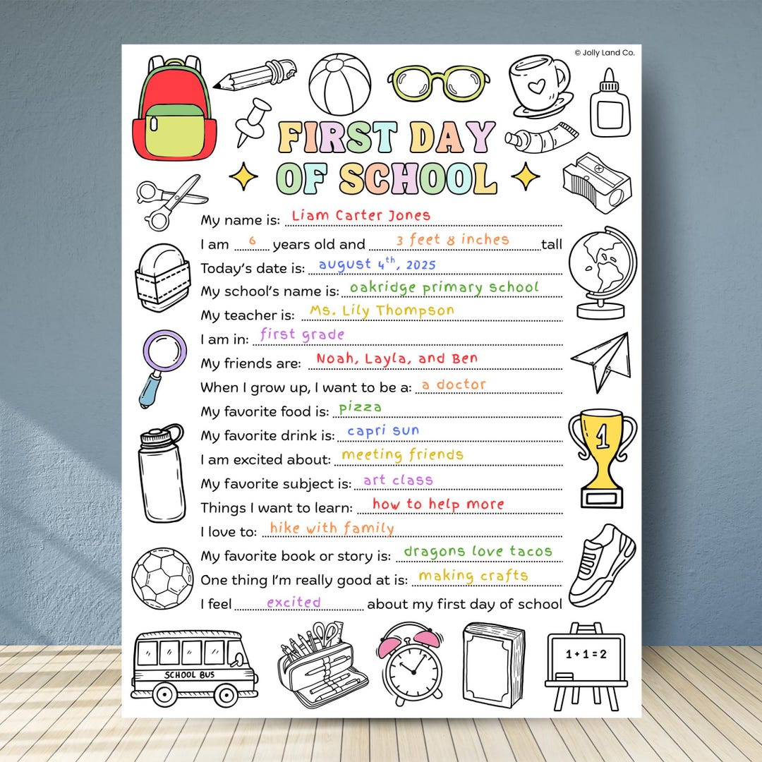 First Day of School Printable, Back to School Questionnaire, All About ...