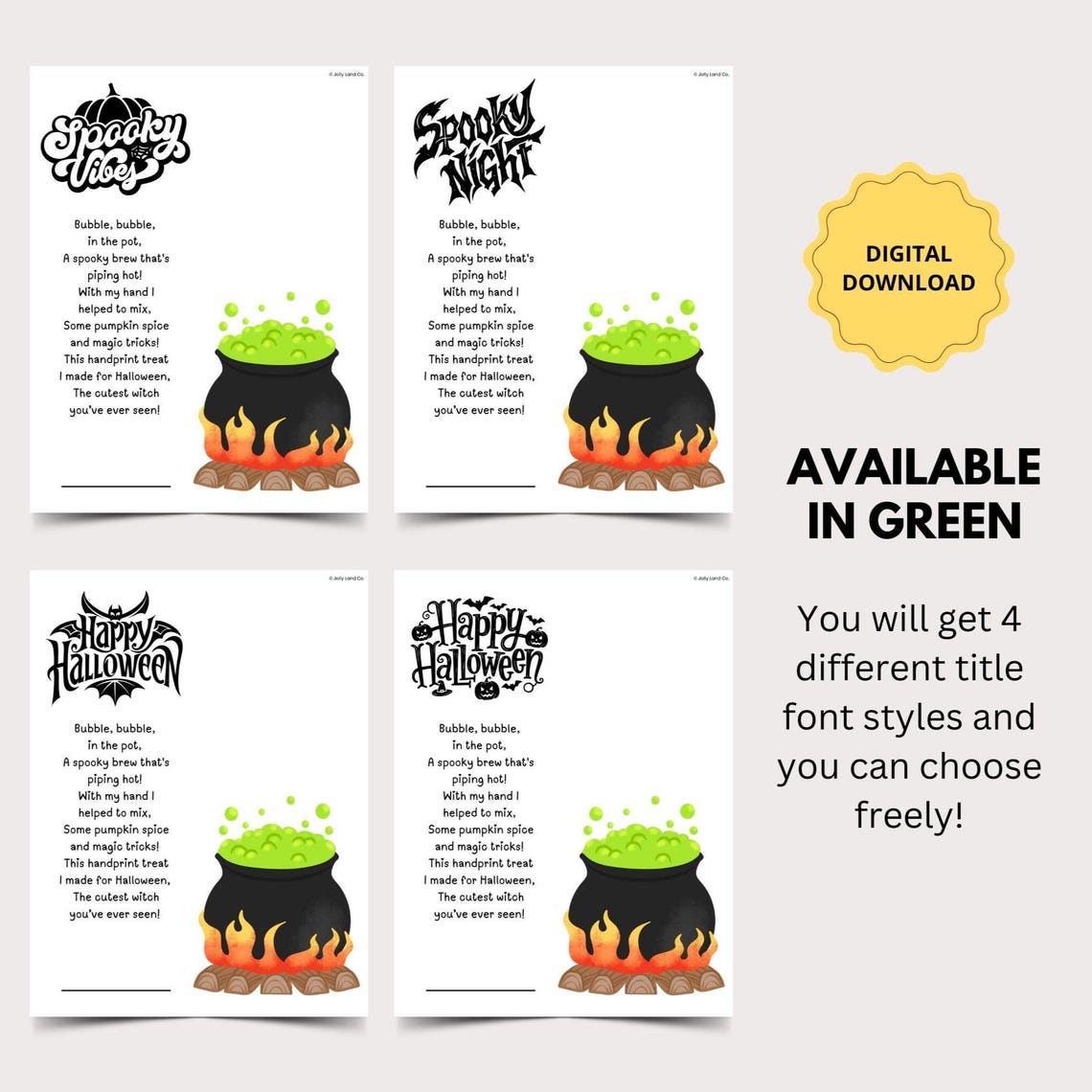 Cauldron Handprint Halloween Craft: Keepsake Poem Art (digital Download ...
