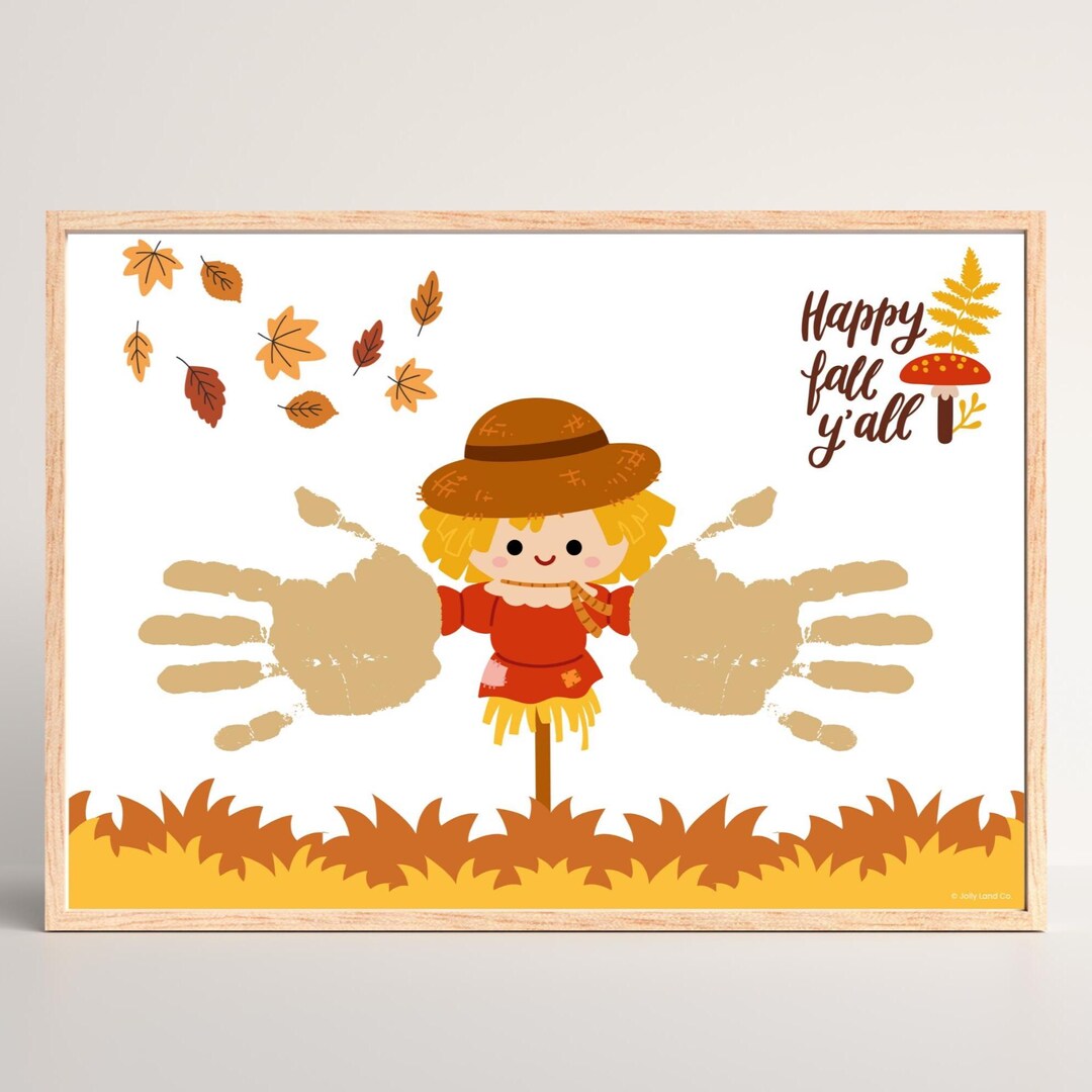 Scarecrow Fall Handprint Art, Fall Handprint Craft for Toddler, Fall ...