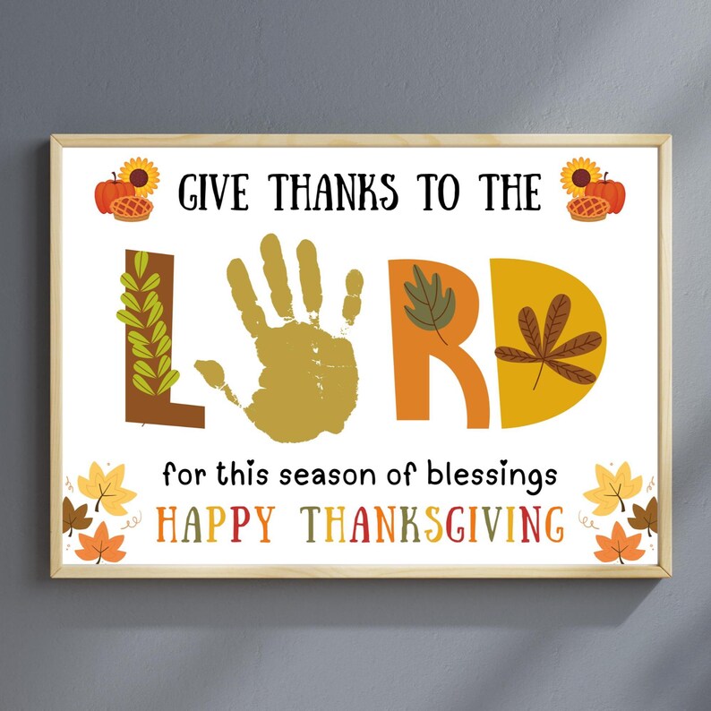 PRINTABLE Christian Thanksgiving Handprint Art Craft, Fall Kids Art ...
