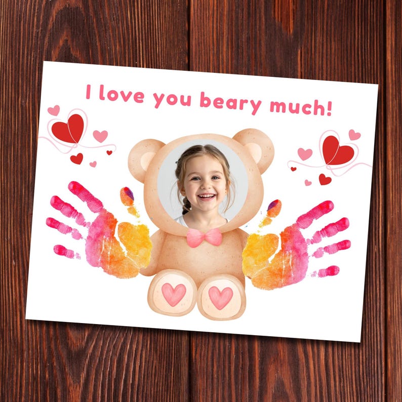 Baby's First Valentine's Day Handprint Crafts, Baby Toddler Teddy Bear ...