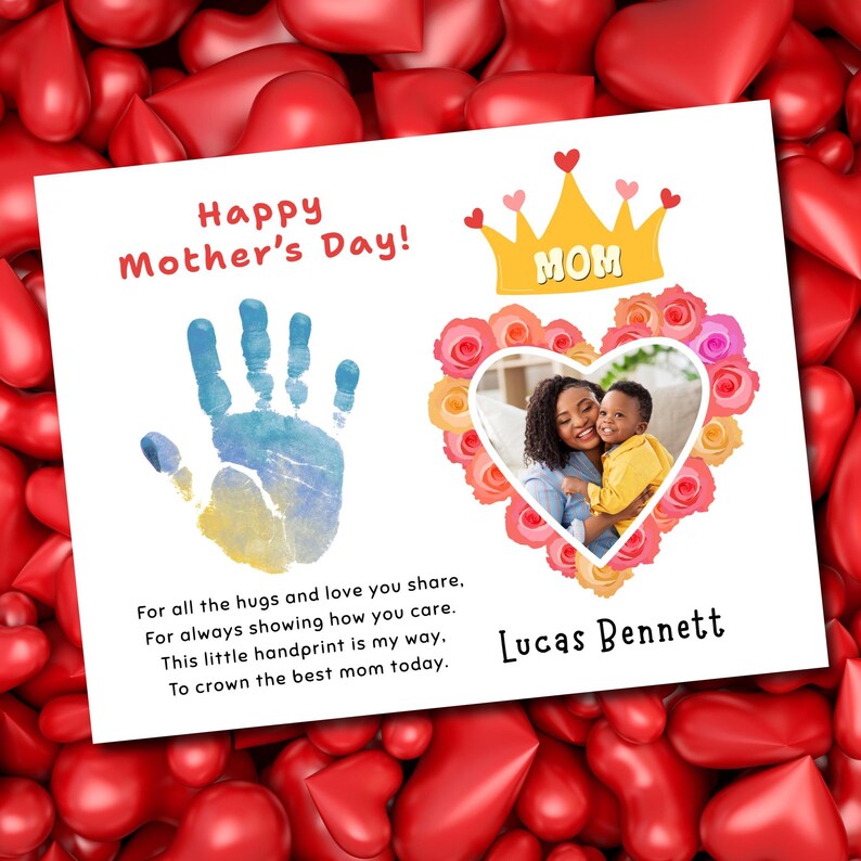 Mother’s Day Photo Keepsake for Mom, Kids Handprint Craft Printable ...