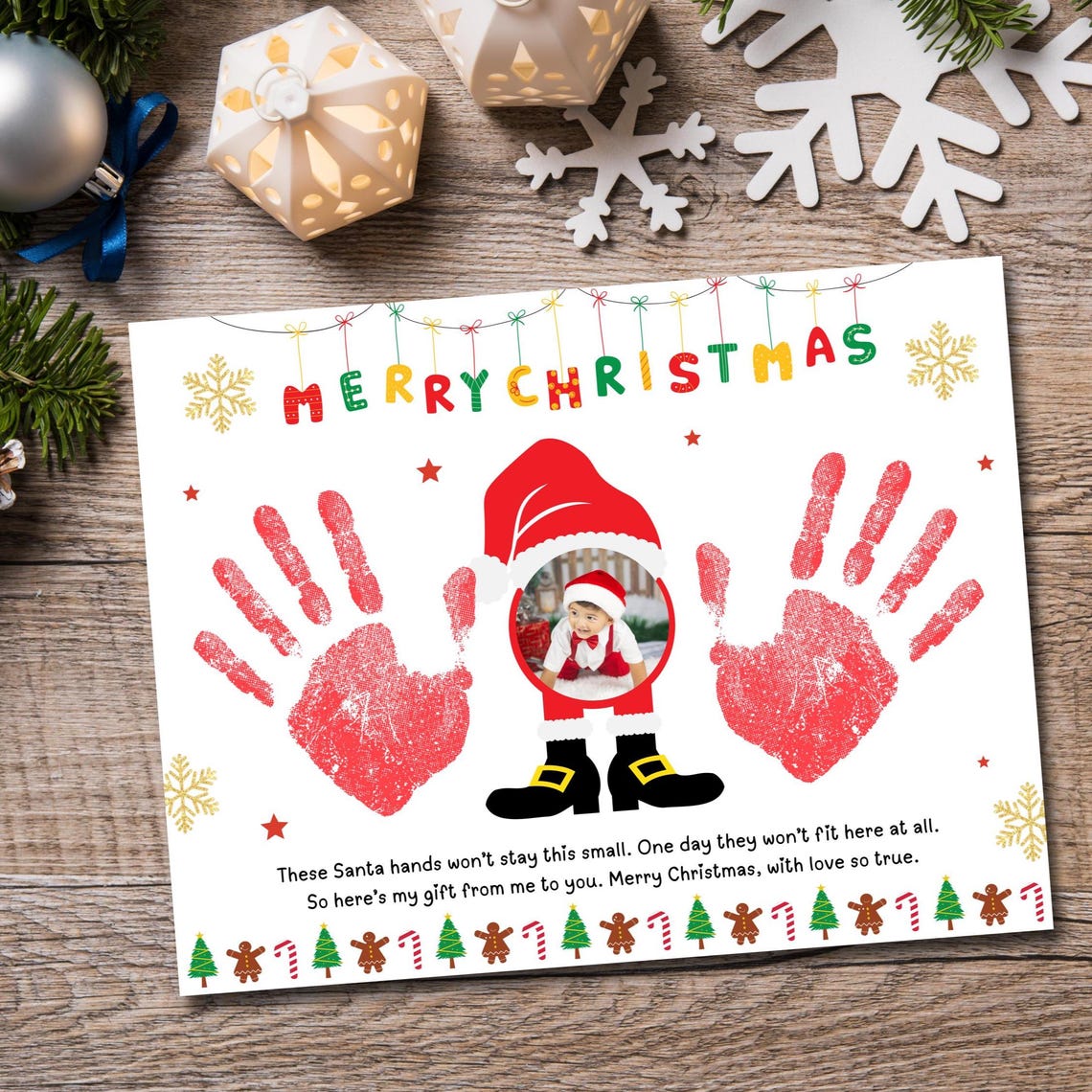 Christmas Handprint Art With Poem, Kids Handprint Craft for Toddler ...