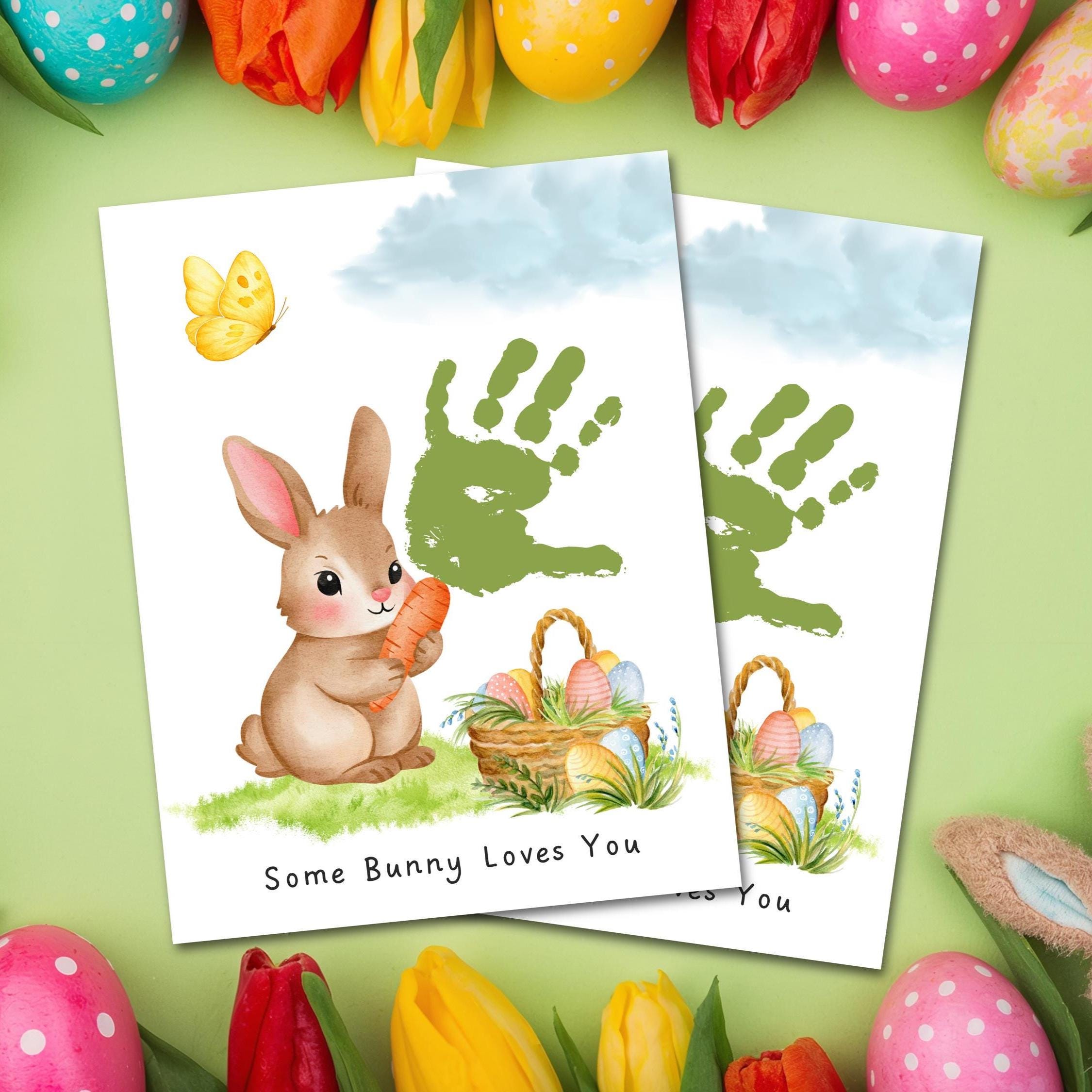 Easter Bunny Handprint Craft for Kids, Some Bunny Loves You Printable ...