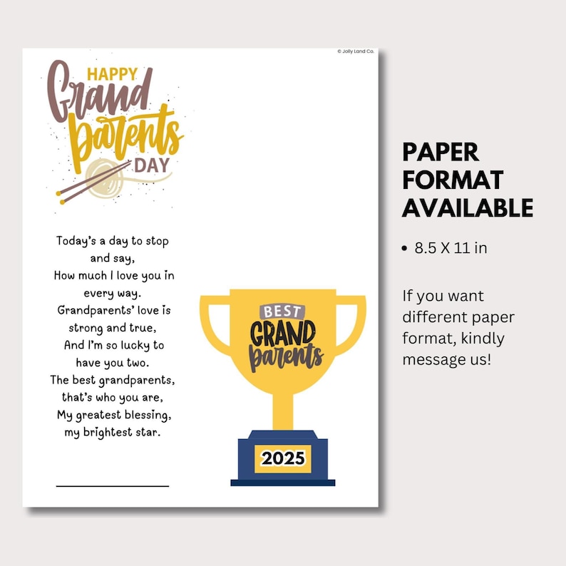 Grandparents Day Handprint Art: Keepsake Poem Gift (digital Download ...