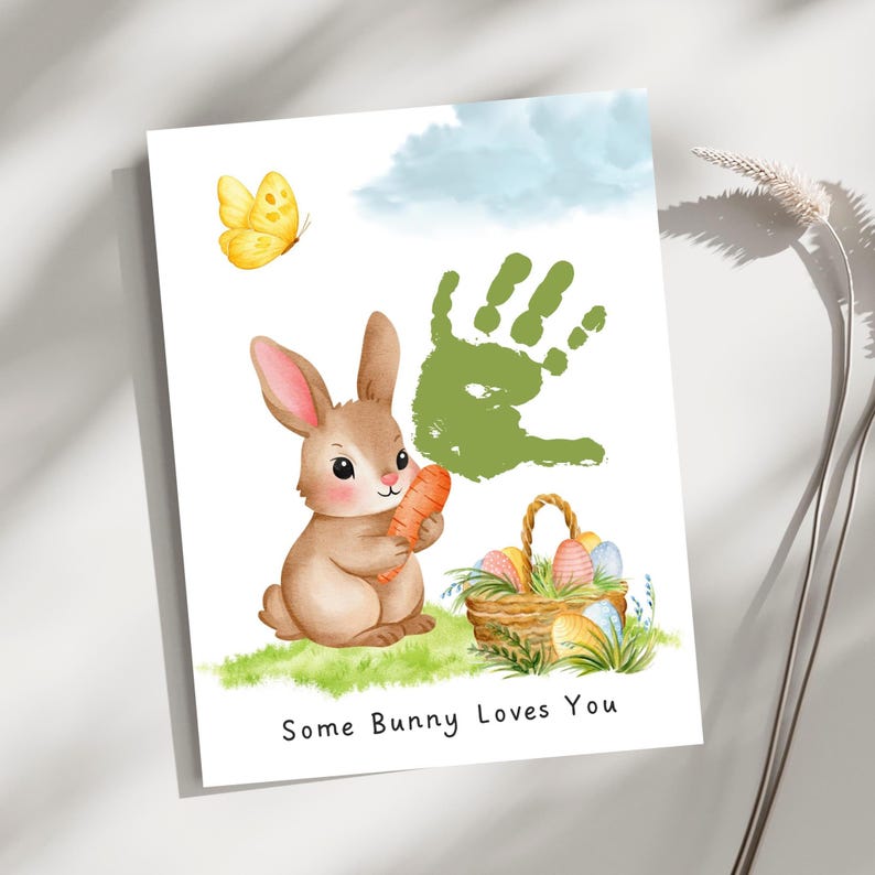 Easter Bunny Handprint Craft for Kids, Some Bunny Loves You Printable ...