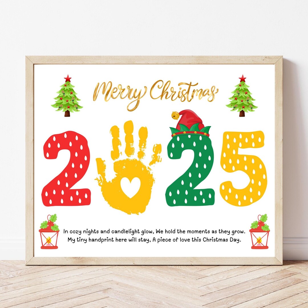 Merry Christmas Handprint Craft - Digital Download, Pink Christmas ...
