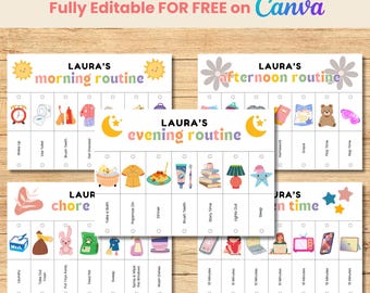 Kids Routine Flip Chart Printable, Toddler Morning Evening Bedtime ...