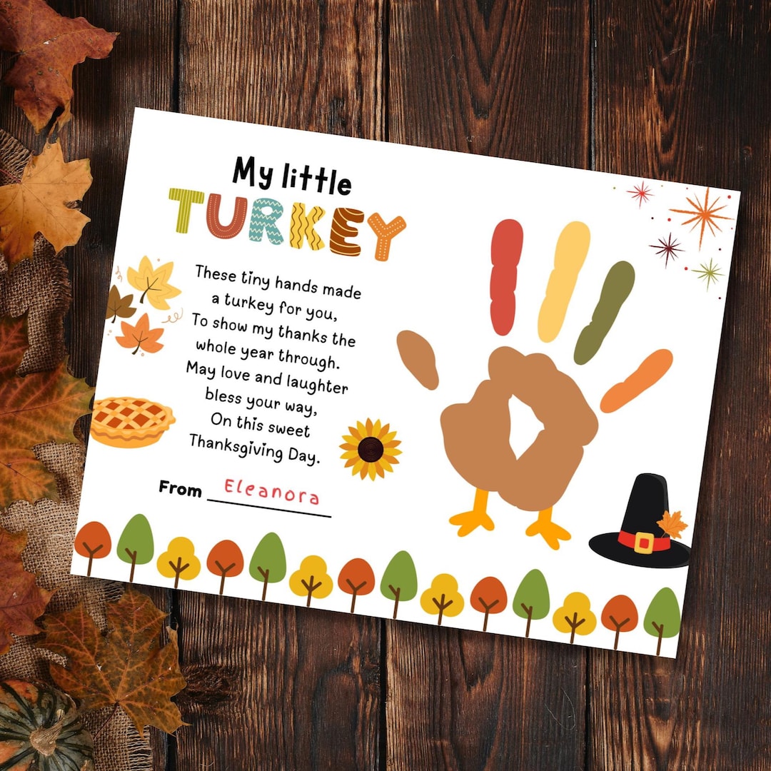 Turkey Poem Handprint Art: Thanksgiving Handprint Craft, Thankful ...
