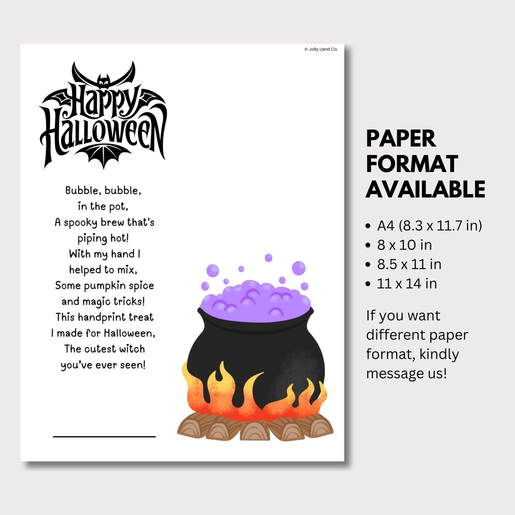 Cauldron Handprint Halloween Craft: Keepsake Poem Art (digital Download ...