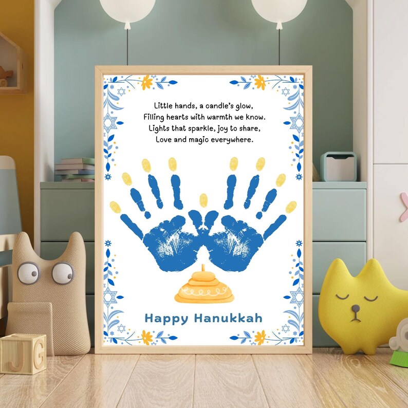 Hanukkah Handprint and Fingerprint Art Poem for Kids: Printable Craft ...