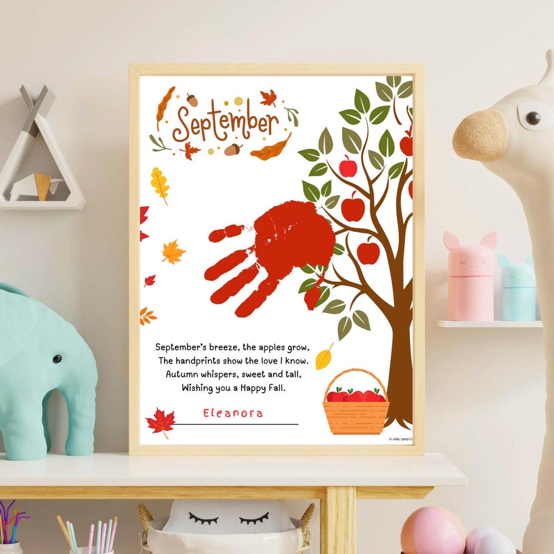 September Handprint Crafts Printable, DIY Art Kids Preschool Activity ...