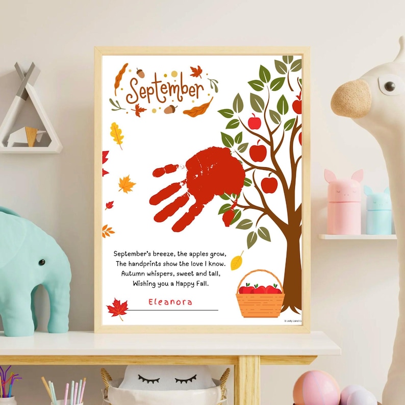 September Handprint Crafts Printable, DIY Art Kids Preschool Activity ...