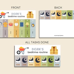 Kids Flip Routine Chart Editable Printable, Morning Evening Bedtime ...