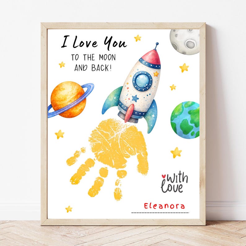 Father’s Day Handprint Craft Printable, Rocket Handprint Art Gift for ...