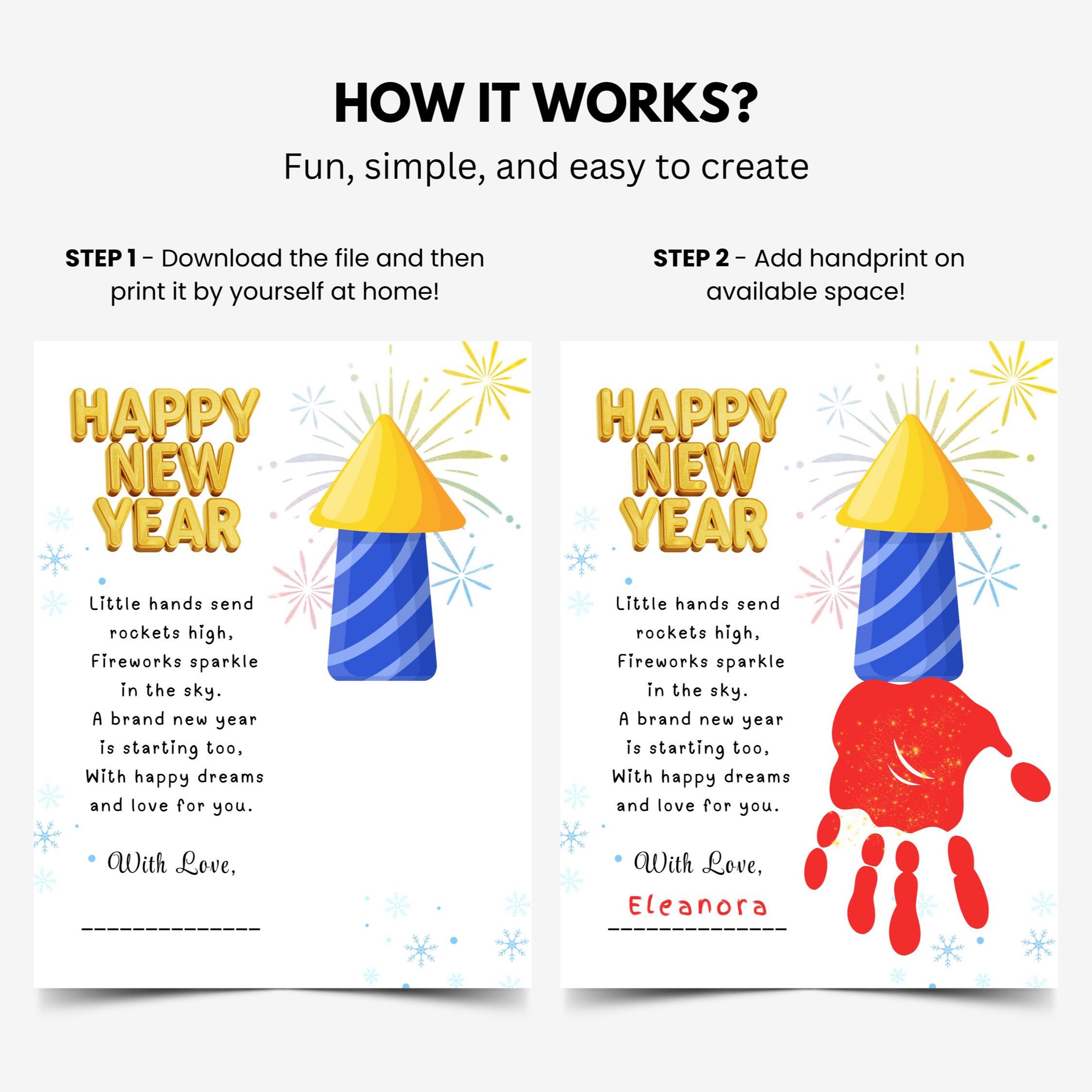 New Year Handprint Art Poem for Kids, Toddler & Preschool Craft ...