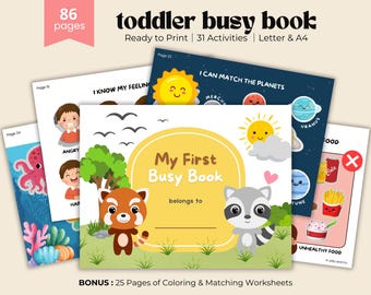 My First Busy Book Toddler Busy Book Toddler Learning Binder Toddler ...