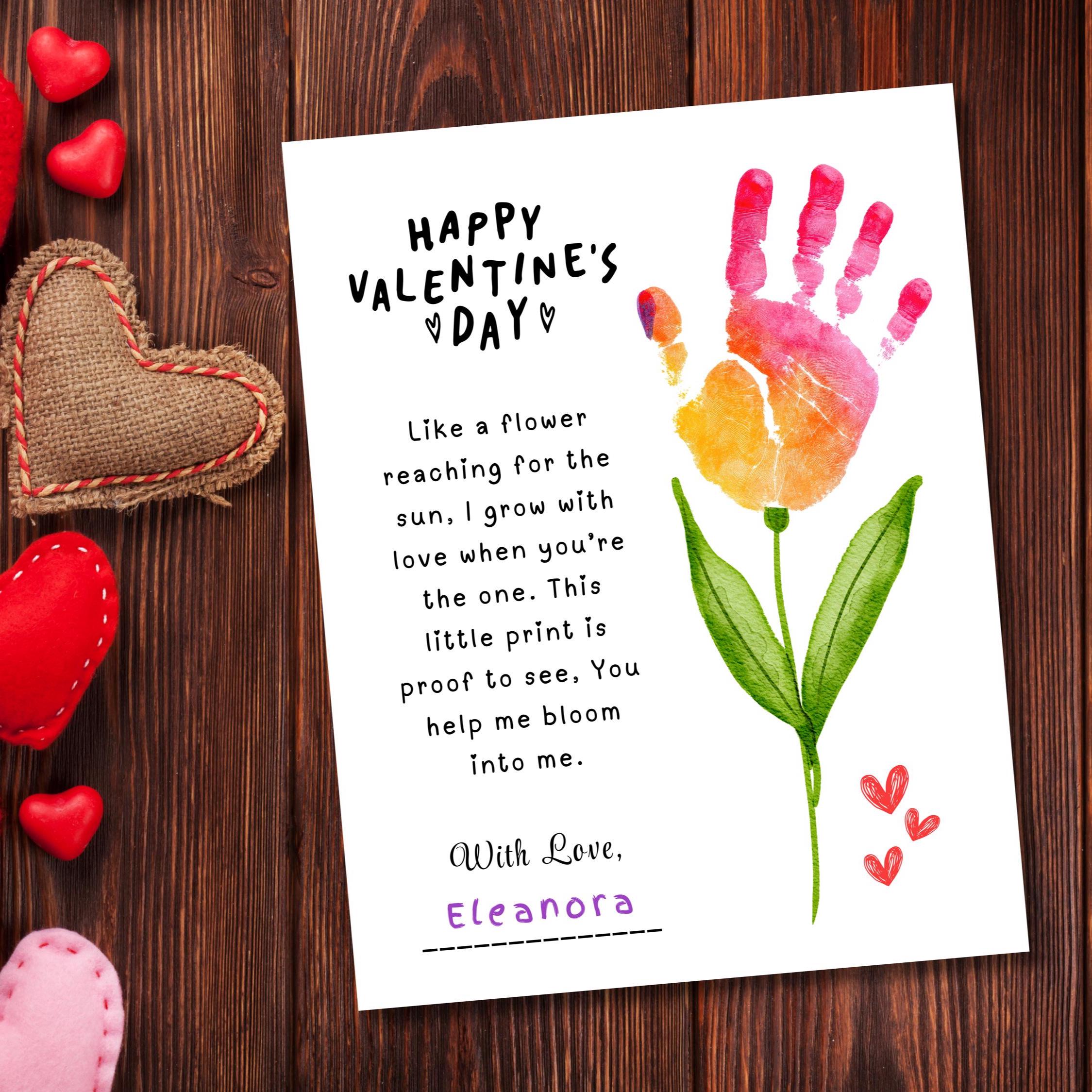Valentine's Day Handprint Art Craft Template, Kids Valentine Activity ...