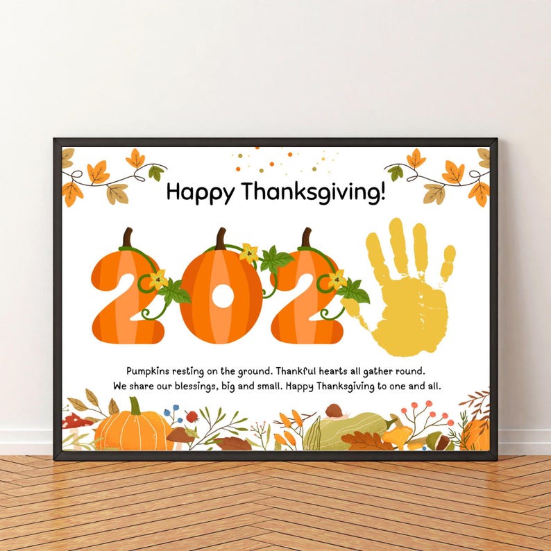 Happy Thanksgiving Handprint Art 2025, Pumpkin Handprint Craft for Kids ...