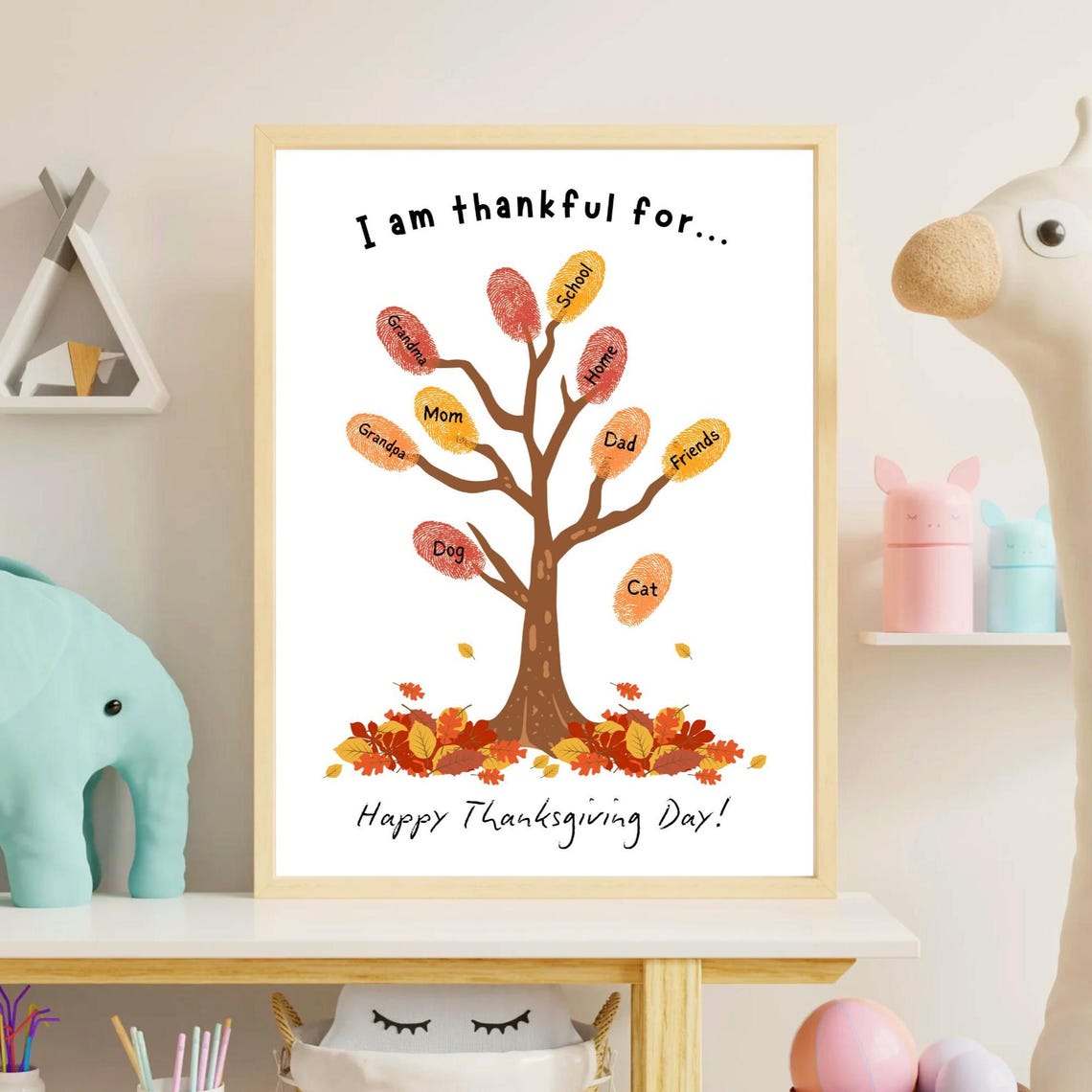 Thanksgiving Fingerprint Tree Craft, I Am Thankful for Printable ...