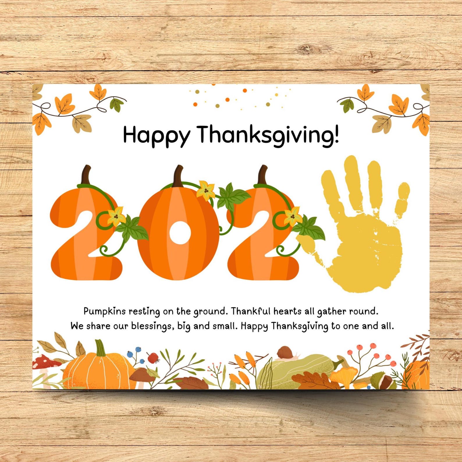 Happy Thanksgiving Handprint Art 2025, Pumpkin Handprint Craft for Kids ...