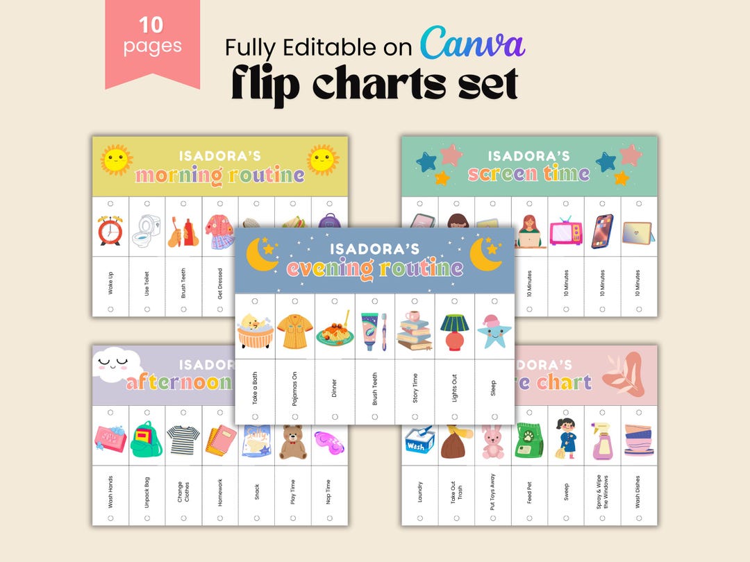 Fun Visual Schedule for Morning to Bedtime Routine, Daily Routine ...