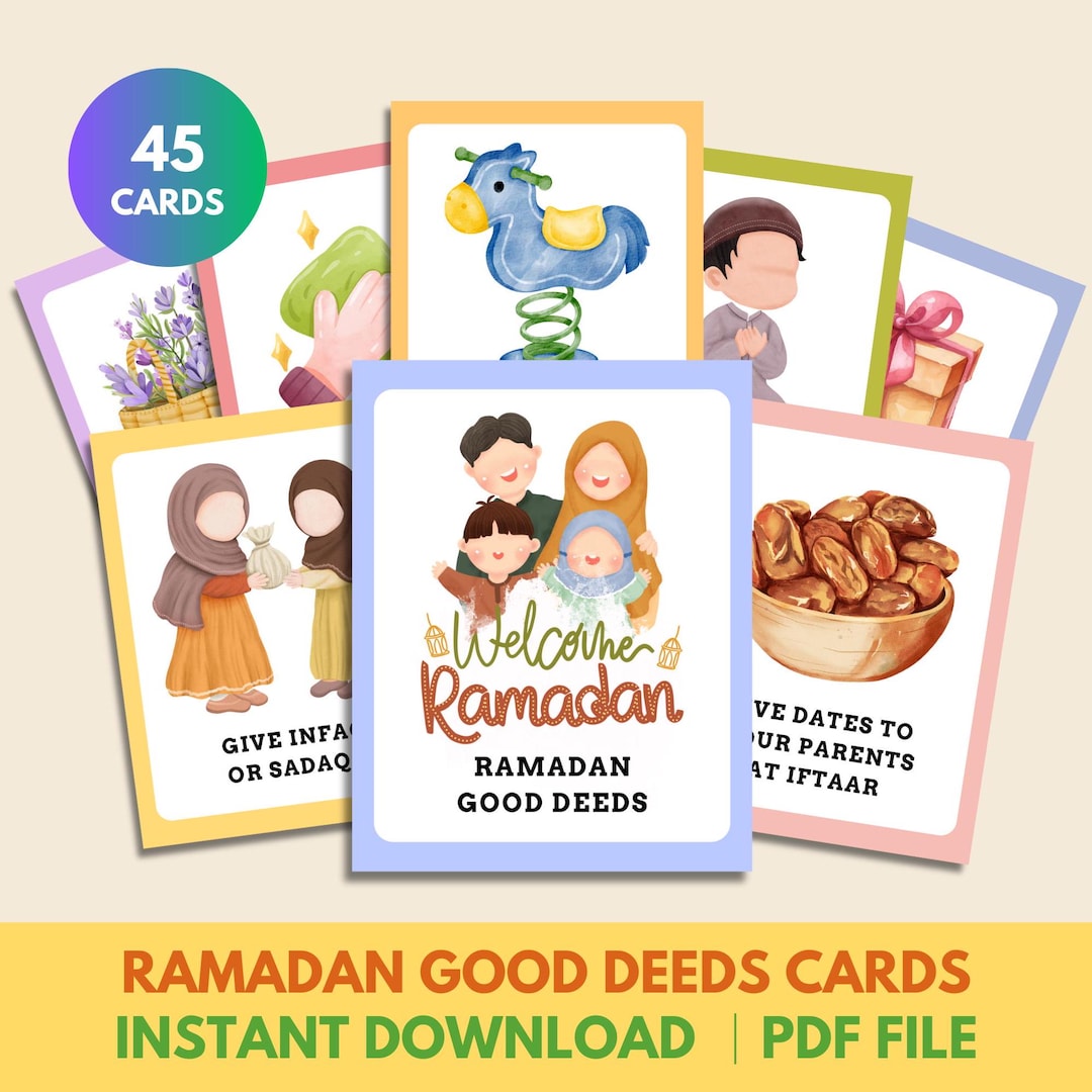 Ramadan Good Deeds Cards Printable for Kids, Islamic Ramadan Activity ...