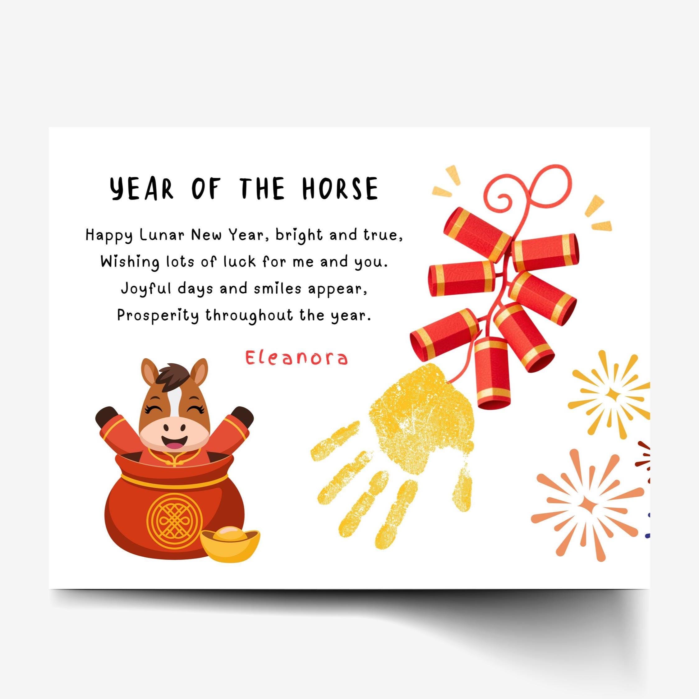 Lunar New Year Handprint Poem Craft, Year of the Horse Handprint Art ...