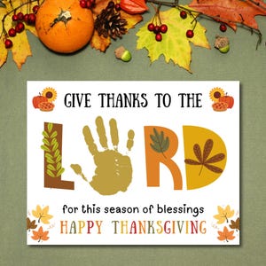 PRINTABLE Christian Thanksgiving Handprint Art Craft, Fall Kids Art ...