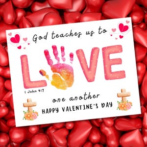 Christian Kids Valentine’s Day Craft, Christian Handprint Art, Bible ...