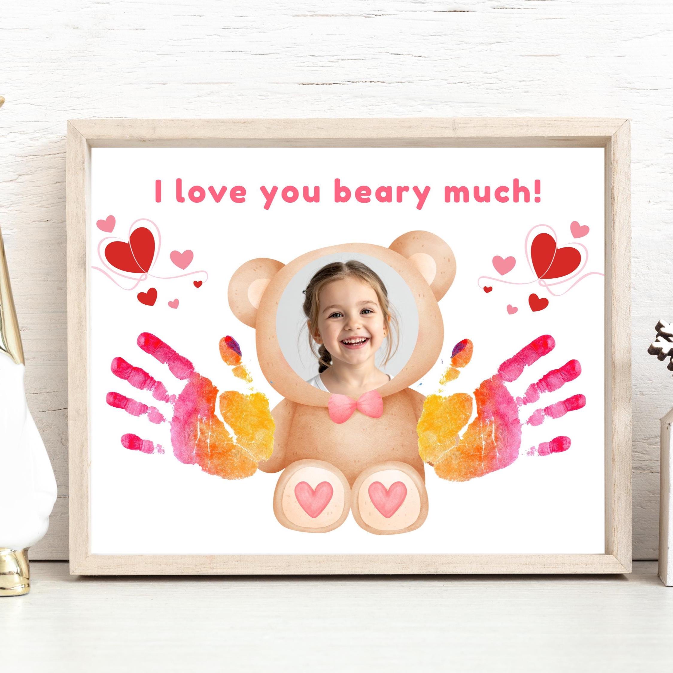 Baby's First Valentine's Day Handprint Crafts, Baby Toddler Teddy Bear ...
