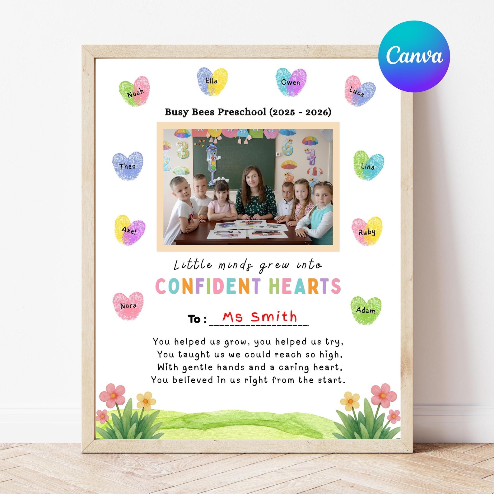Teacher Appreciation Gift, Fingerprint Craft With Photo, Class Keepsake ...