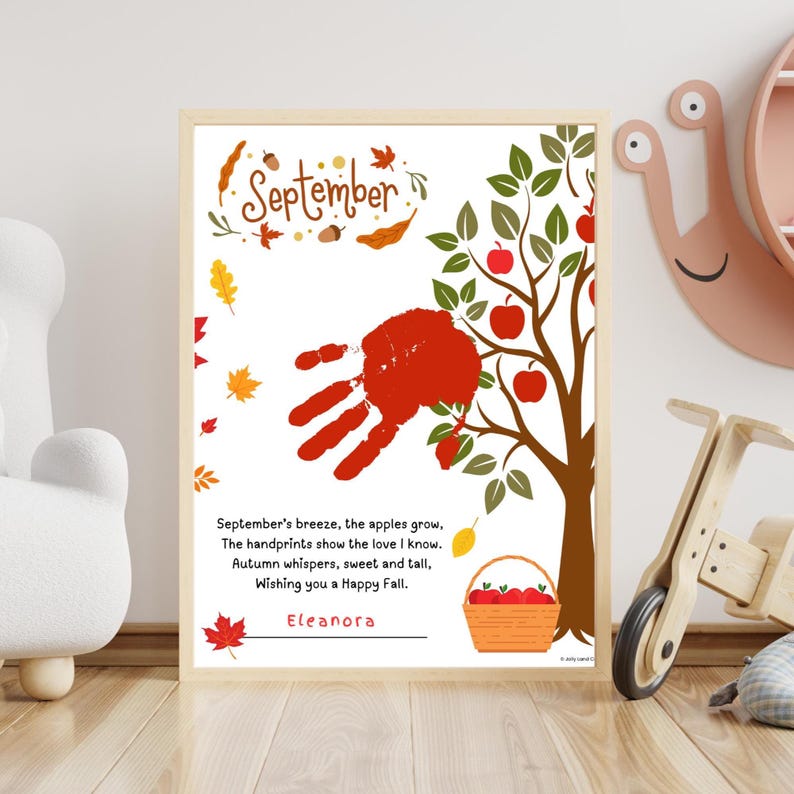 September Handprint Crafts Printable, DIY Art Kids Preschool Activity ...