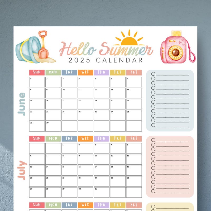 Summer Calendar - Etsy