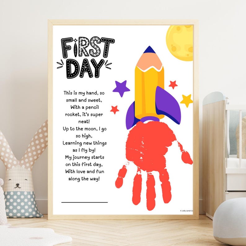 First Day of School Handprint Art, Back to School Handprint Craft Poem ...