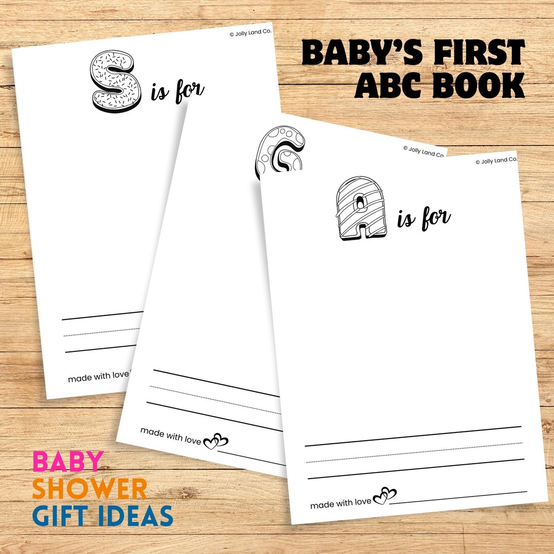 Blank Alphabet Book, Baby Shower ABC Book, Baby Memory Book, Baby in ...