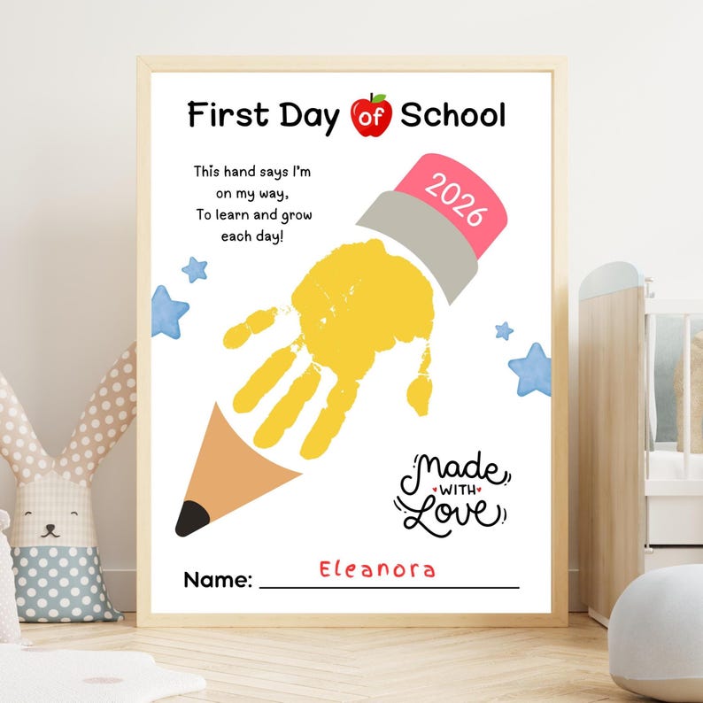 First Day of School Handprint Art: Pencil Keepsake (instant Download ...