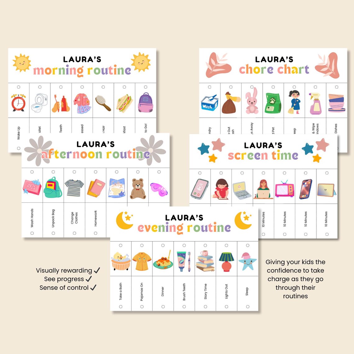 Editable Kids Routine Flip Chart: Visual Schedule (canva PDF) - Etsy