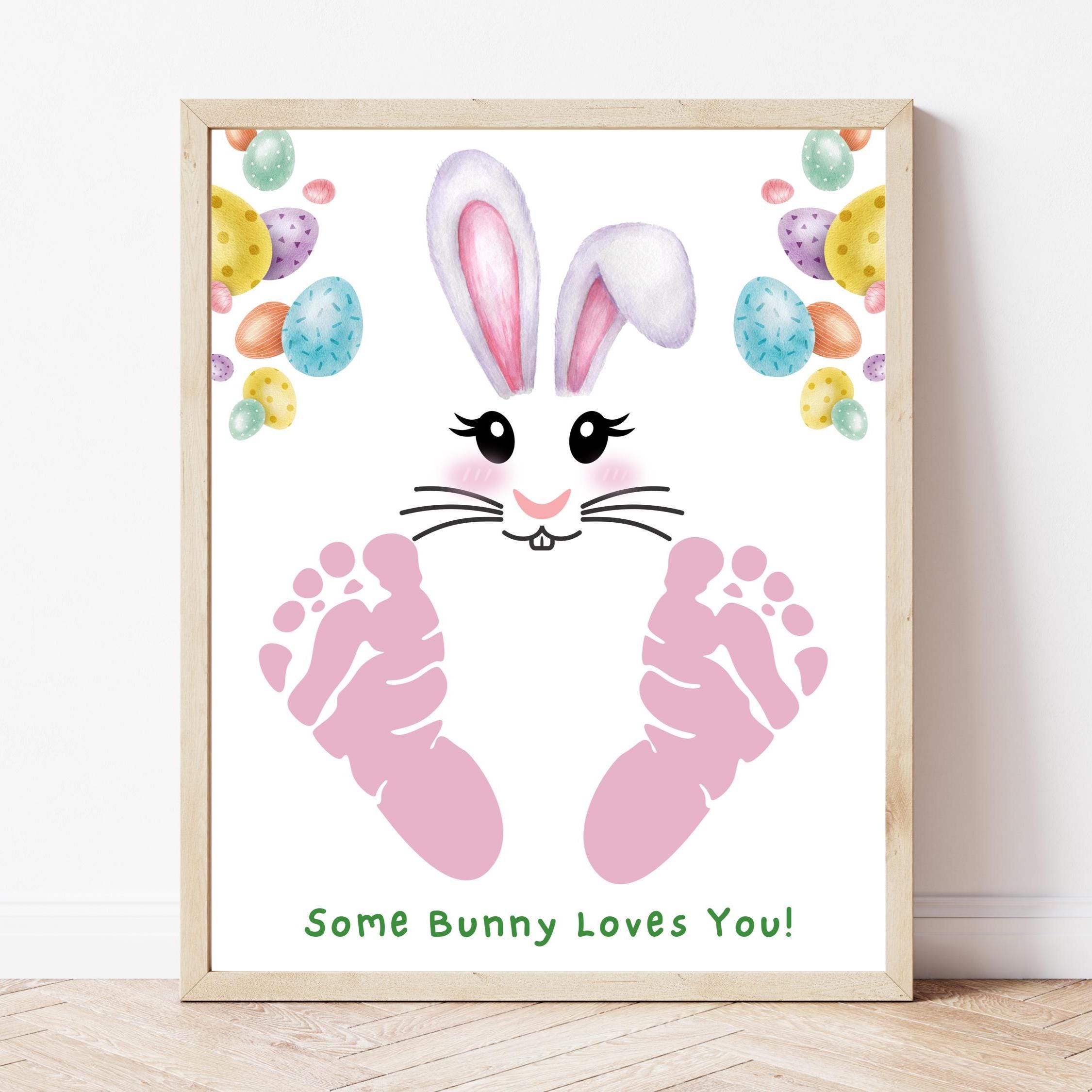 Easter Bunny Footprint Craft Printable, Some Bunny Loves You Keepsake ...