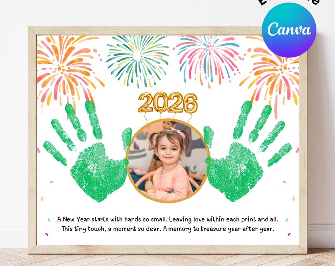 New Years Handprint Craft, 2026 New Year's Printable Handprint Art ...