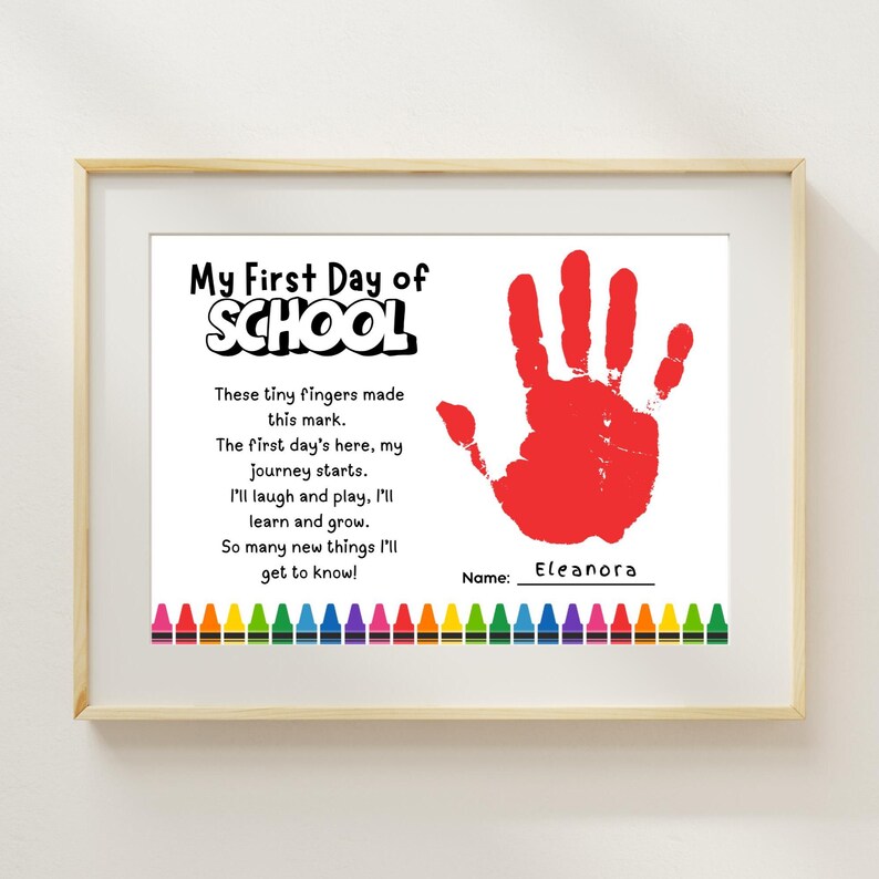 First Day of School Handprint Poem Art: Keepsake Craft (digital ...