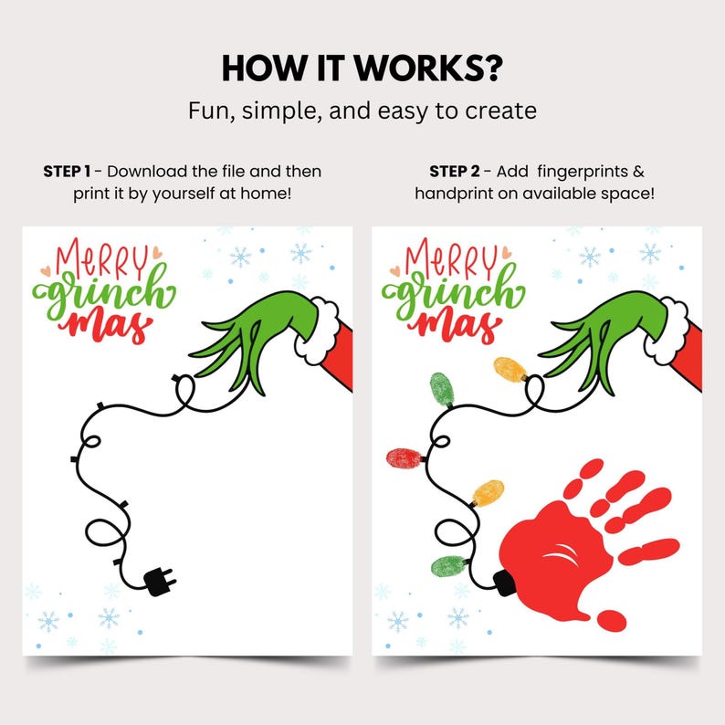 Christmas Handprint Printable Merry Grinchmas Craft Art, Grinch ...