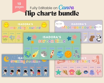 Kids Routine Flip Chart Printable, Toddler Morning Evening Bedtime ...