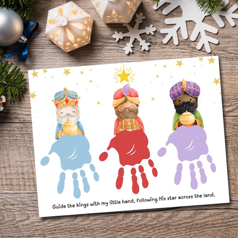 Christmas Wise Men Handprint Craft Printable, Three Kings Nativity Art ...